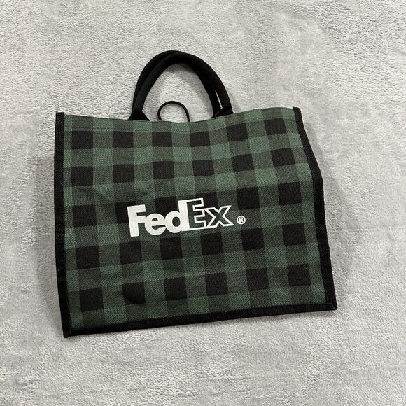 Unbranded | Bags | Fedex Tote Bag Green Black Plaid Logo | Poshmark